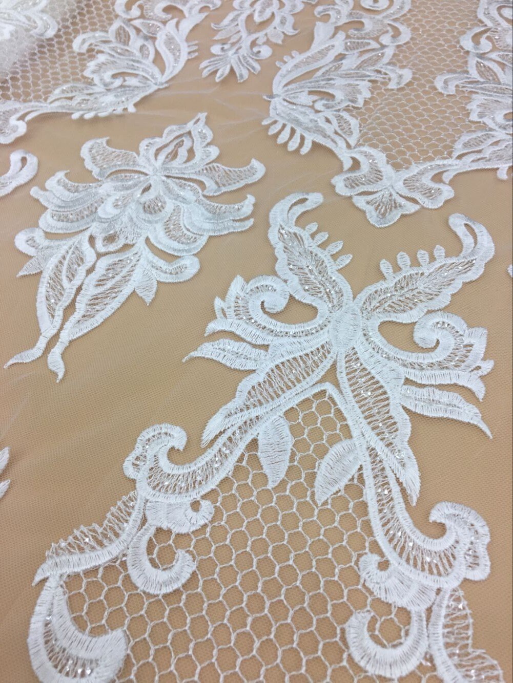 Wedding Lace Fabric Bridal Lace Fabric Heavy Embroidered Gown | Etsy