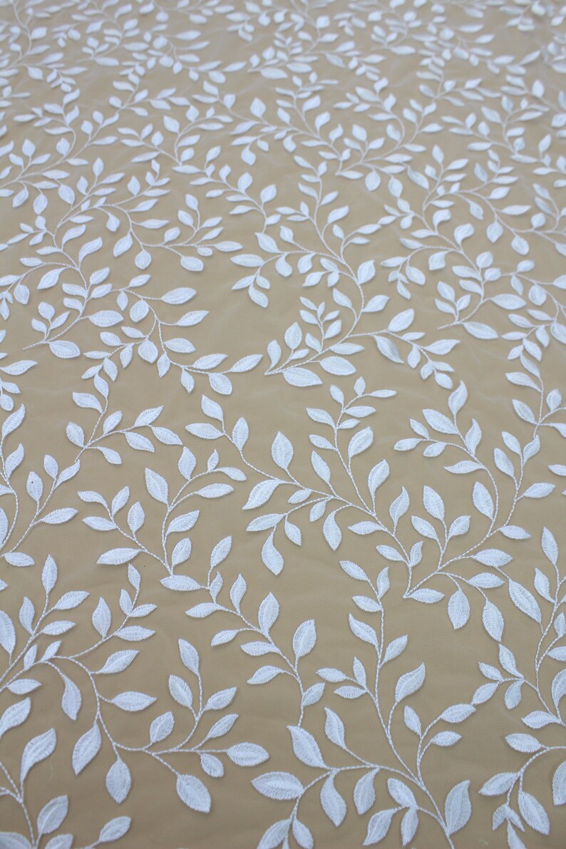 Vintage New Style Lace Fabric Off-white Embroidery Leaf Lace - Etsy