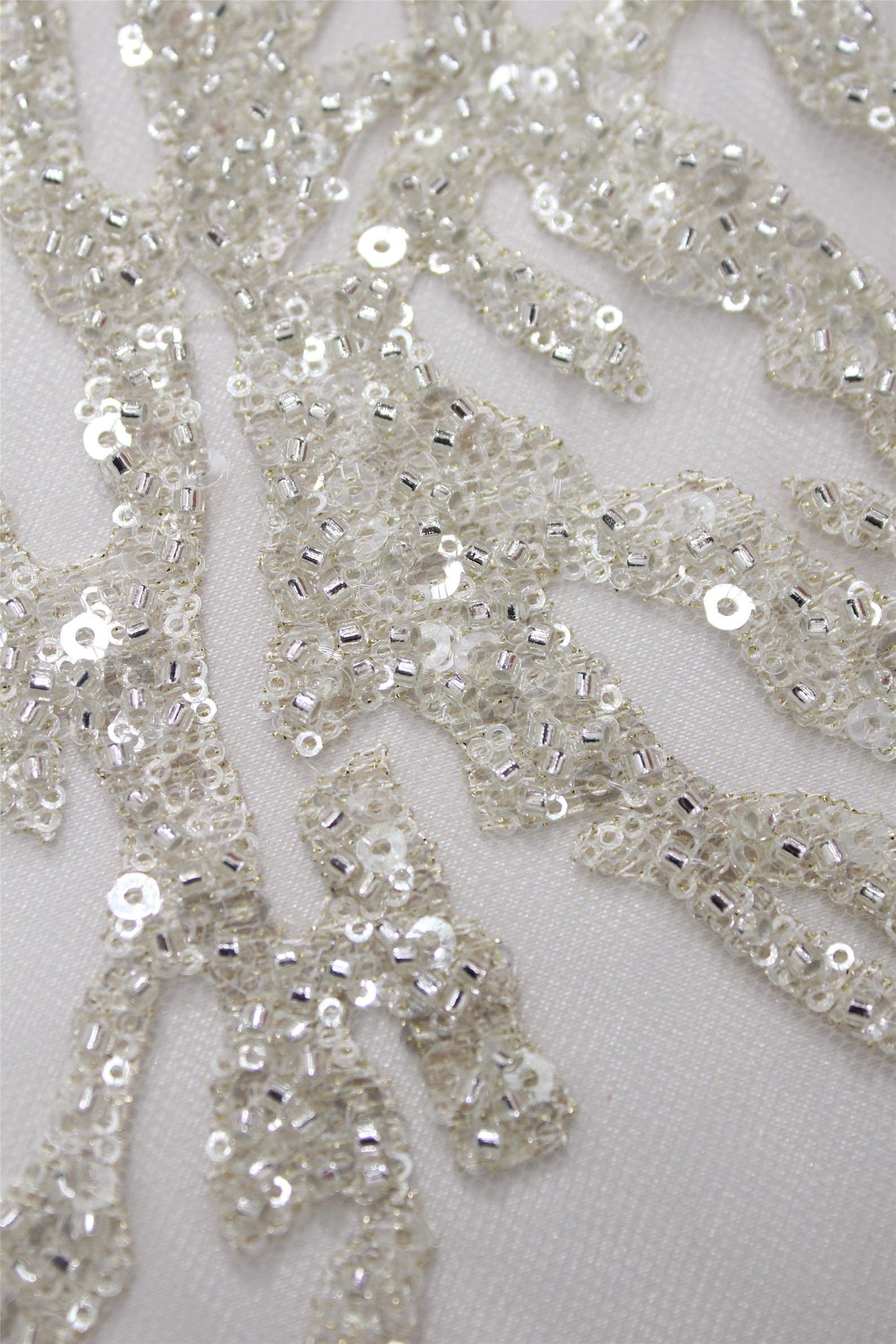 Silver Beaded Bridal Lace Fabric: Embroidery Sequins, Haute Couture ...