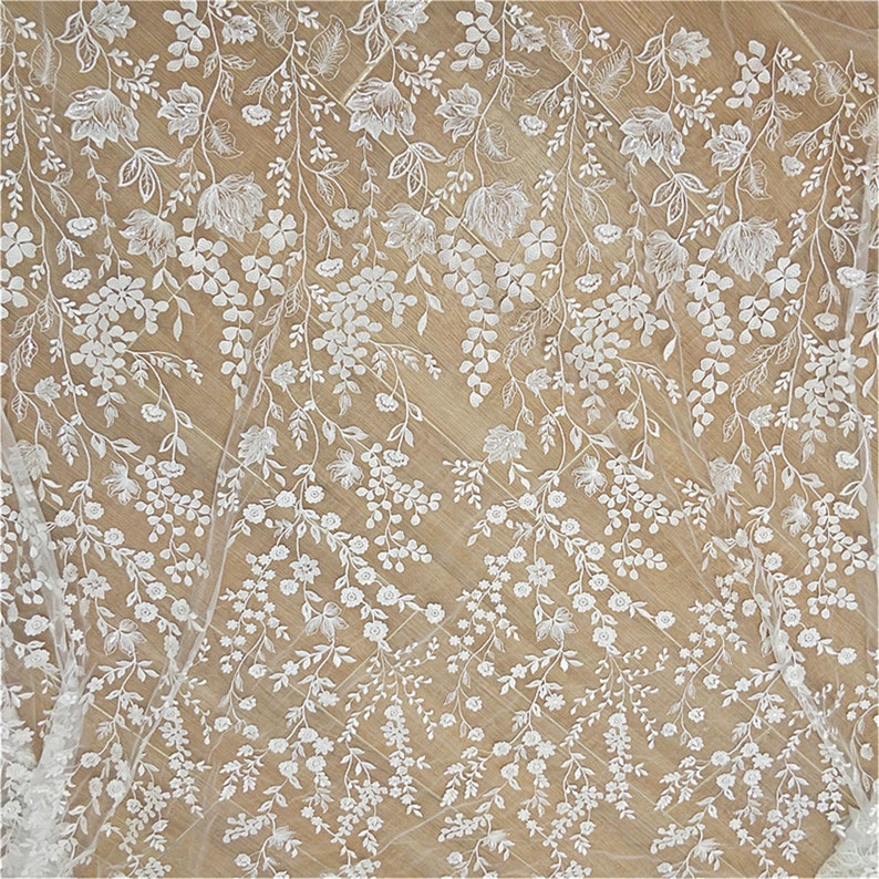 Embroidery Lace Fabric Elegant Bridal Lace Fabric Tulle | Etsy