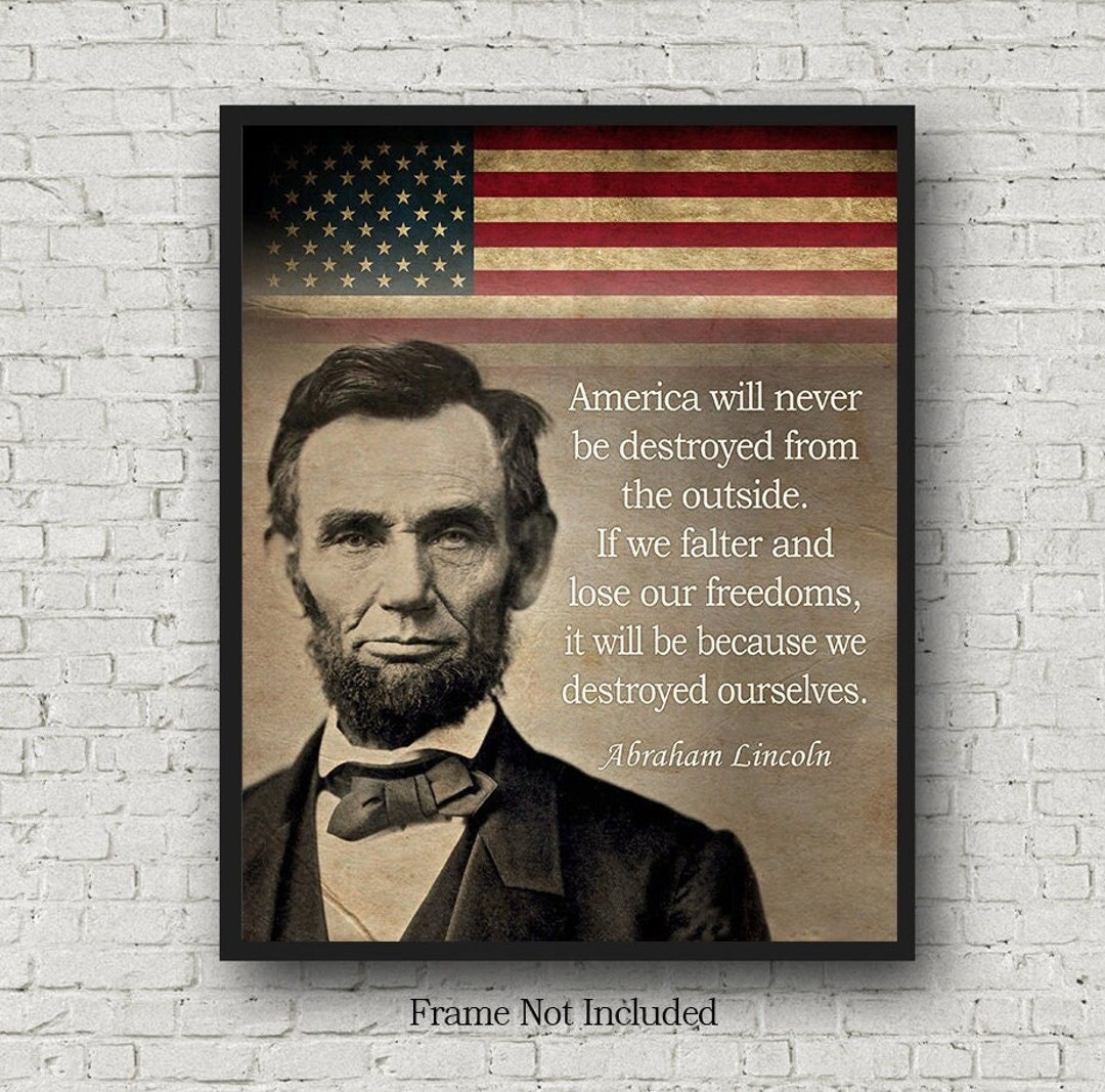 Abraham Lincoln Quote, 4th of July Gift Wall Art, Veterans Patriotic ...