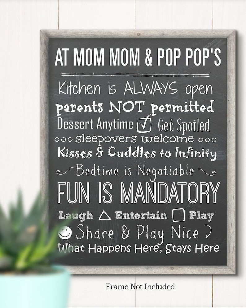 Mom Mom and Pop Pop's House Rules Sign, Fathers Mother's Mothers Day ...