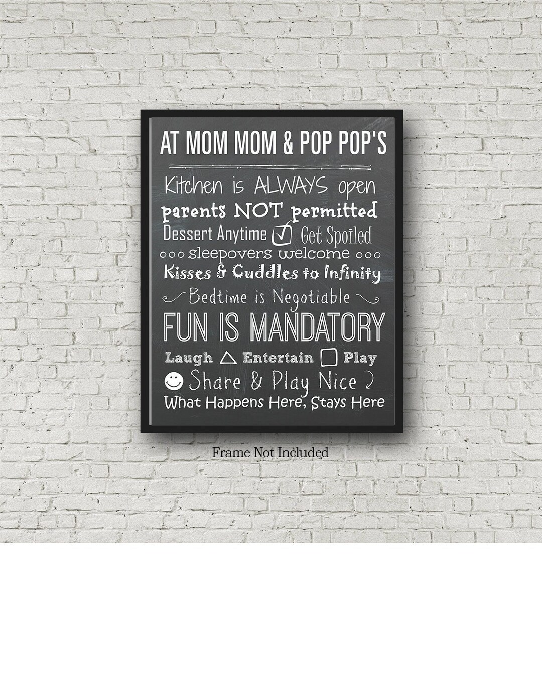 Grandparent's House Rules Art - Mimi, Gigi, Poppy Gift - Multiple Sizes ...