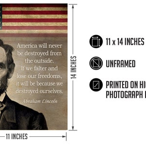 Abraham Lincoln Quote, Patriotic 4th of July Gift Wall Art ...