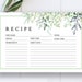 Recipe Card Watercolor Green Leaves 4x6 Editable | Etsy