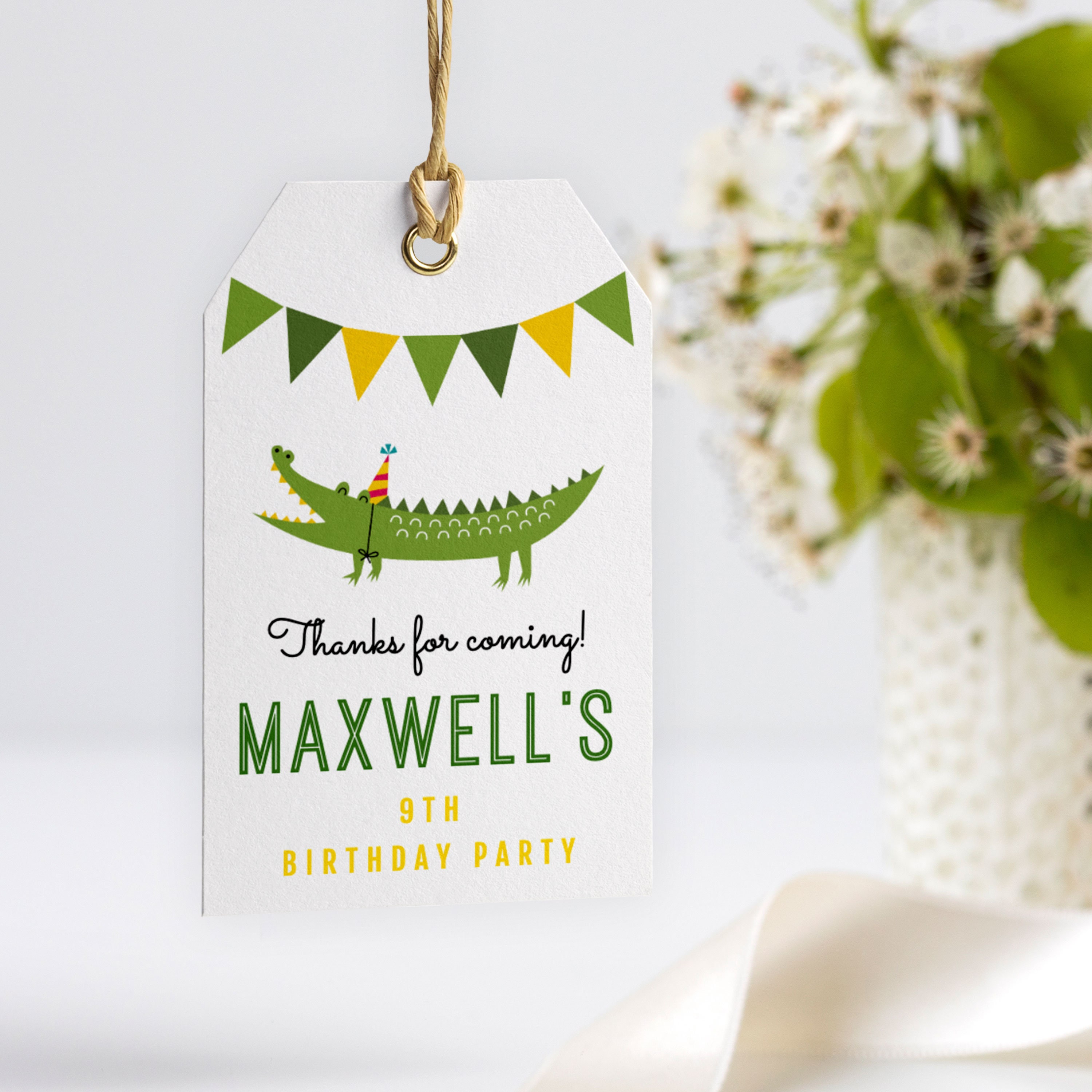 Thank You Tag Cocodrilo Alligator Birthday 2.5x4 - Etsy