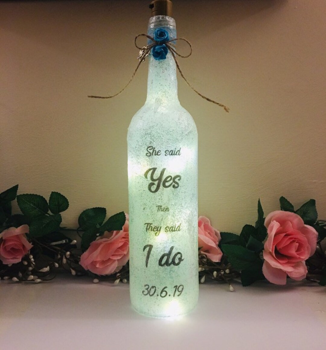 Wedding Light-up Wine Bottle Personalised Gift - Etsy