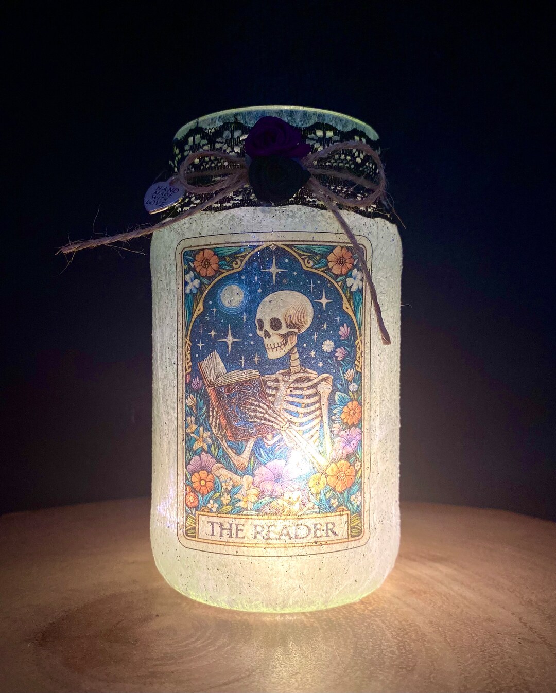 The Reader Skeleton Tarot Card Horror Light up Jar Decor - Etsy