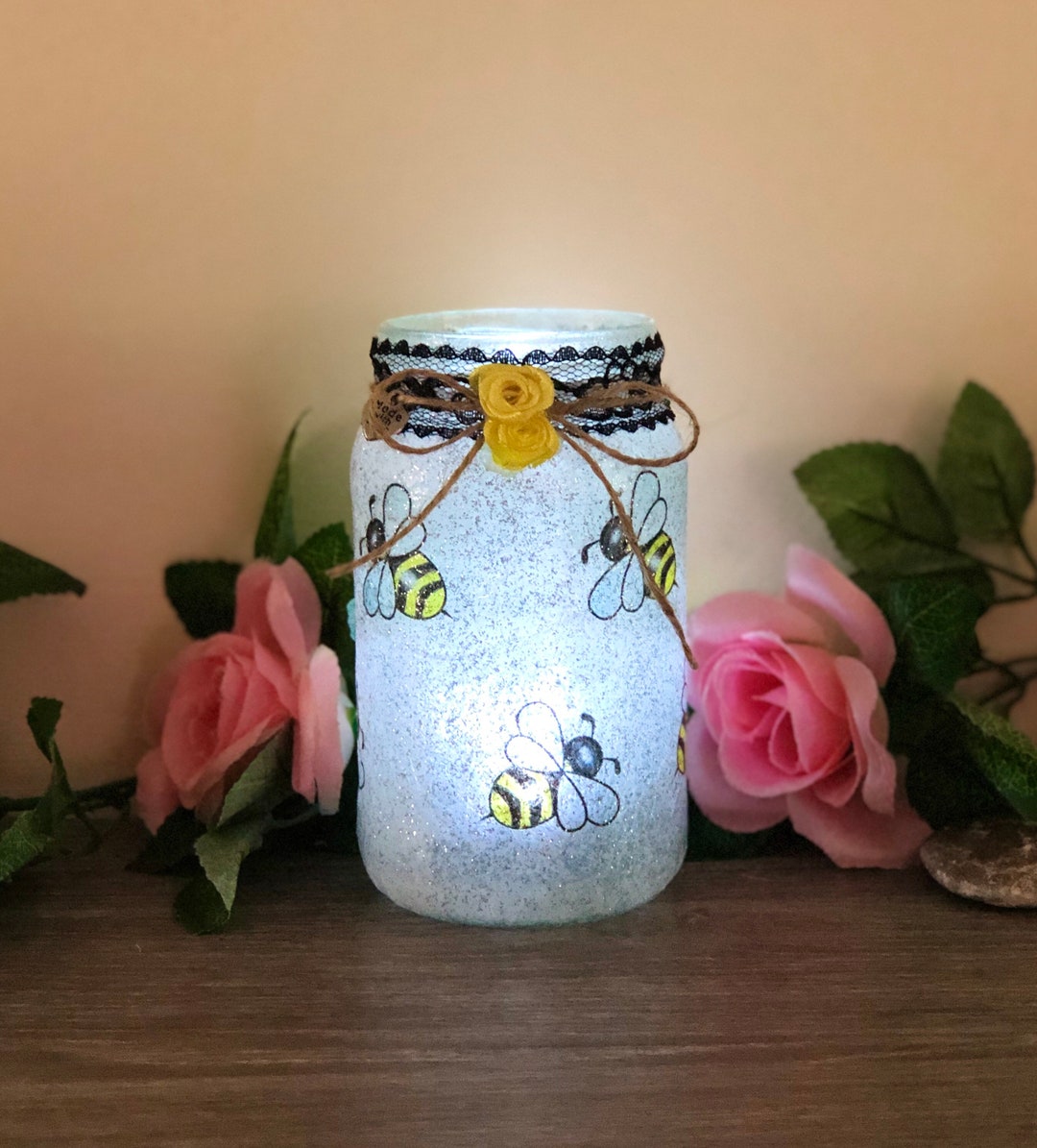 Light up Bee Jar, Home Decor, Gift for Bee Lovers - Etsy