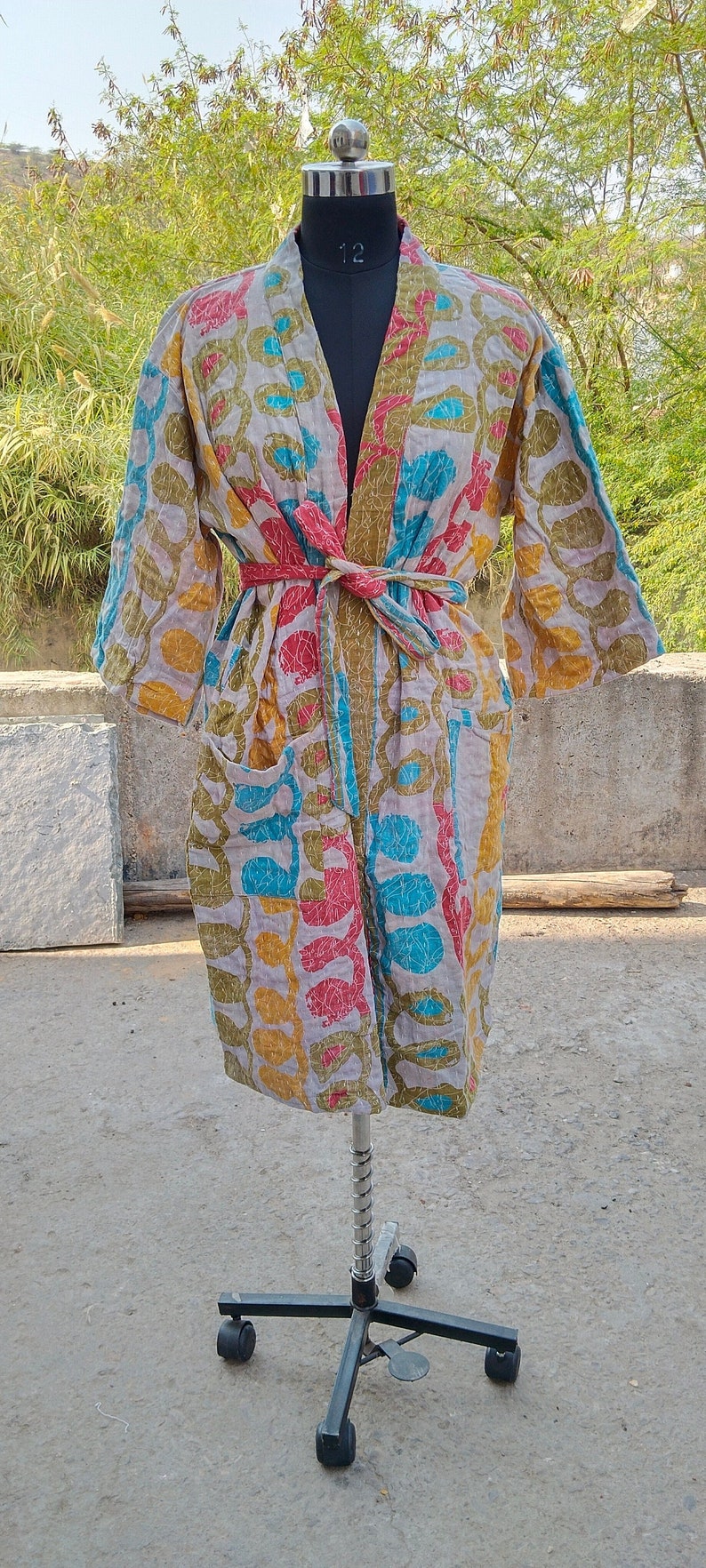 Patchwork Kantha Robe,pure Cotton Indian Handmade Robe,cotton Kimono ...