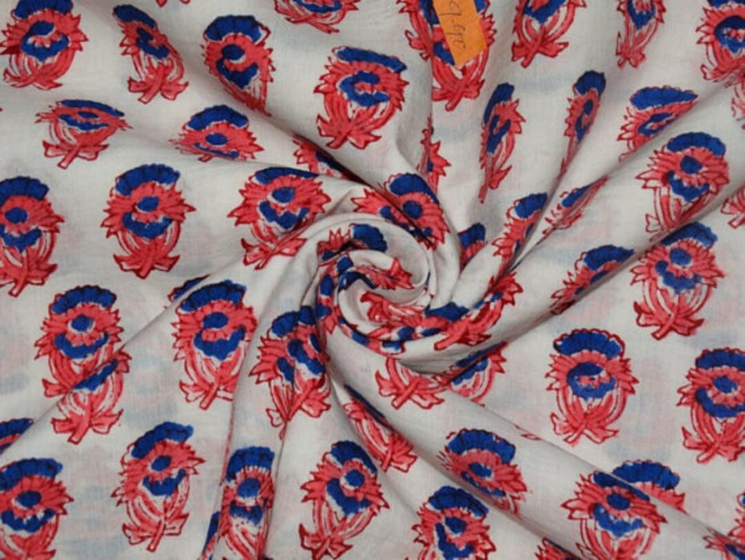 Sanganeri Indian Handmade Print Block Fabric Dress Making - Etsy