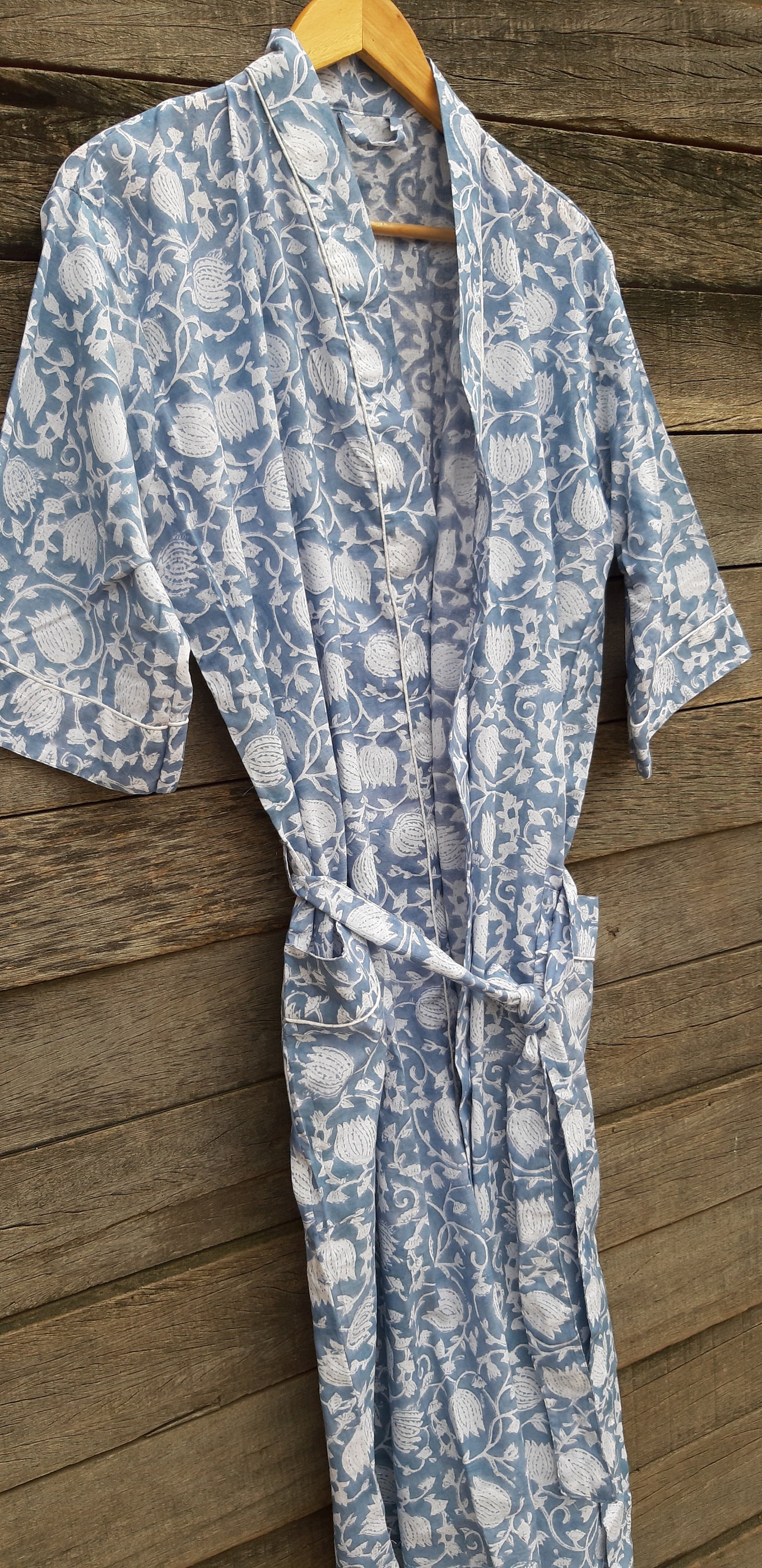 Lotus Print Cotton Kimono, Women Wear Body Crossover, Bridesmaid ...