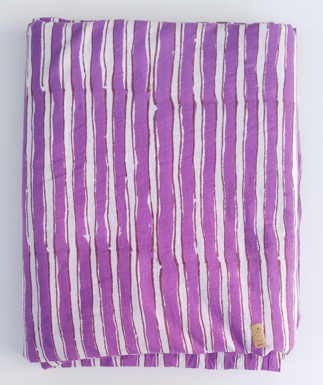 Purple Stripe Cotton Fabric, Hand Block Print, Indian Cloth by the Yard ...