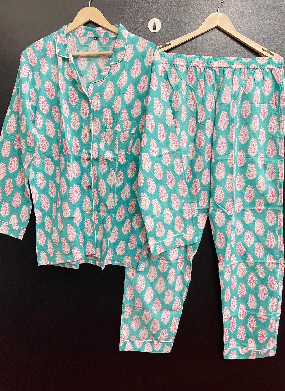 100% Pure Cotton Pyjamas Set, Hand Block Print Pjs, Pure Cotton Pyjamas ...