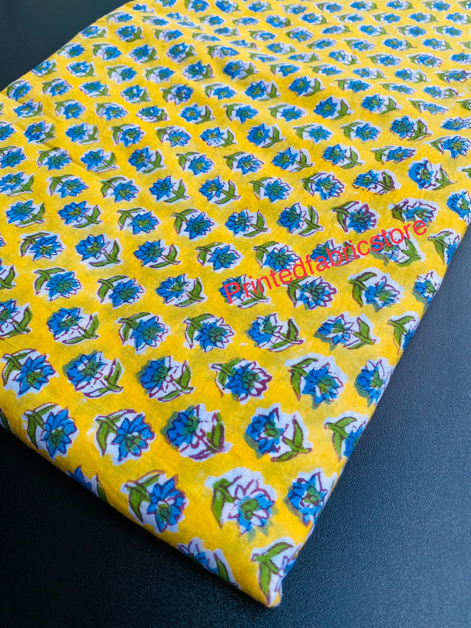 Yellow Cotton Buti Flower Print Fabric Indian Cotton Fabric - Etsy
