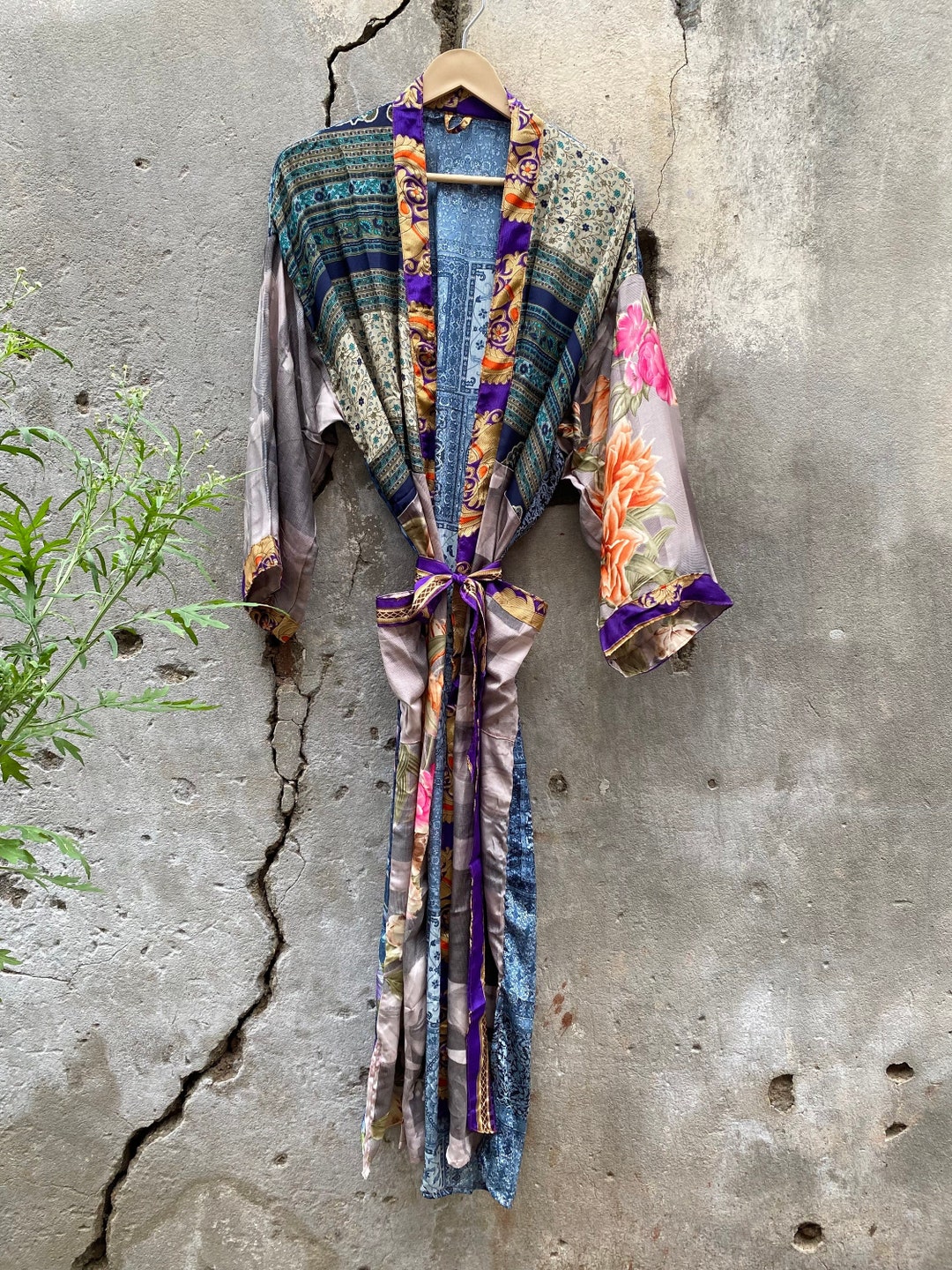 Silk Kimono Robe / Nightwear Robe / Fashion Home Gown / Womens Luxury ...