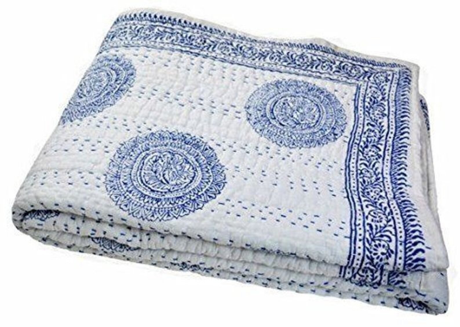 Indian Block Print Kantha Throw Quilt Bedspread Kantha Blanket - Etsy