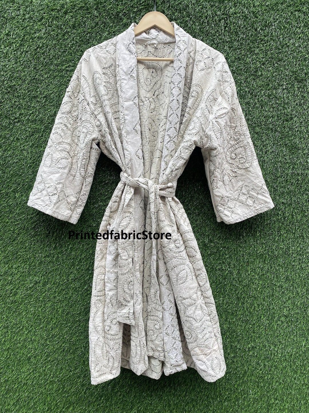 Applique Cotton Cutwork Jacket-cutwork Coat-kimono Style Applique ...