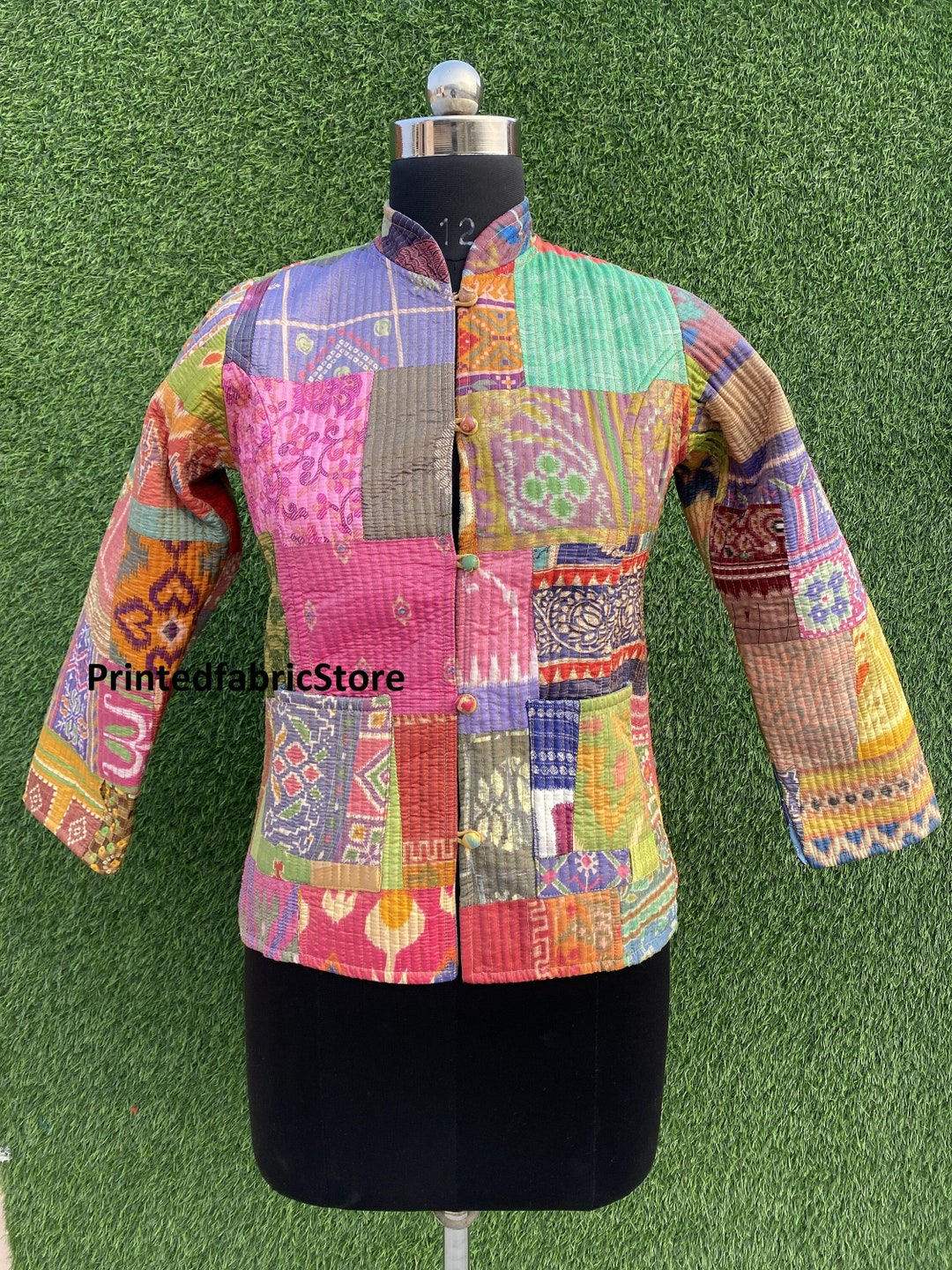 Patola Silk Jacket-patchwork Jacket-quilted Jacket-kantha Reversible ...