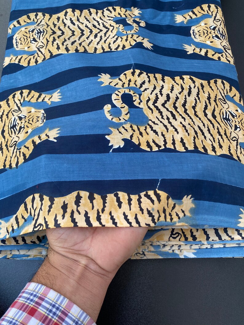 Tiger Print Cotton Fabric by the Yard Animal Print Cotton - Etsy