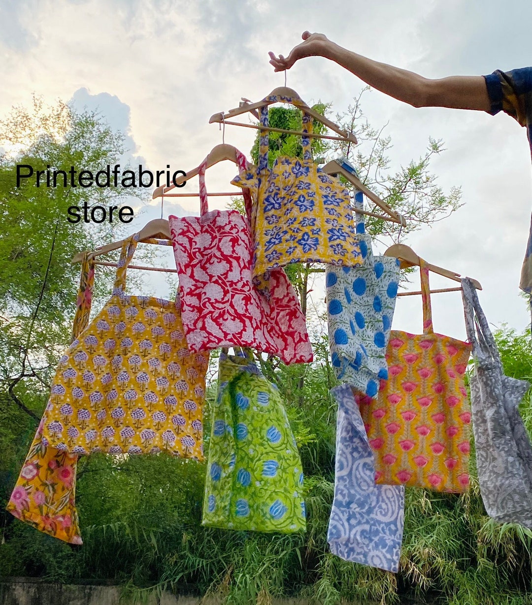 Cotton Hand Block Print Marketing Bags, Washable & Reusable Shopping ...