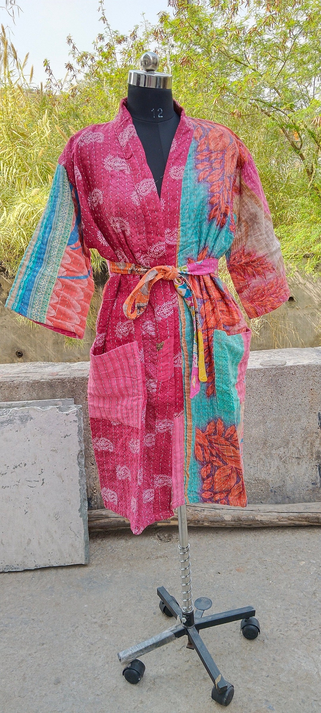 Patchwork Cotton Kimono, Indian Kimono Jacket Robe,kimono for Women ...