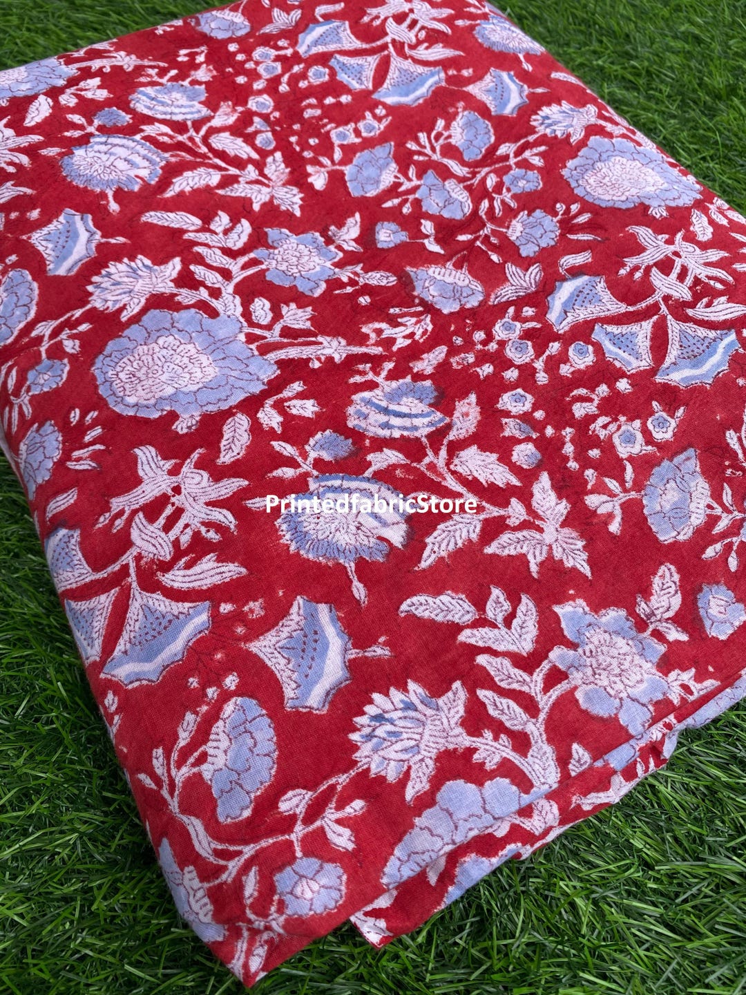 Printed Cotton Fabric Indian Fabric Running Fabric Natural Dye Floral ...