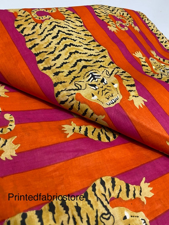 New Tiger Print Cotton Fabric Soft Cotton Fabric Handmade - Etsy
