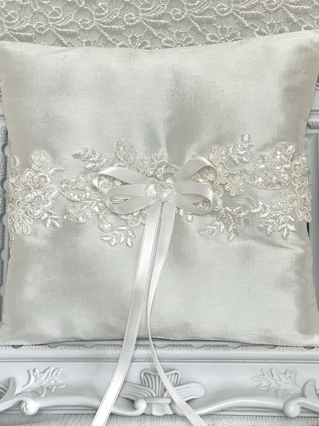 Ring Pillow Silk Wedding Ring Pillow Wedding Rings Ring Pillow Flowers ...