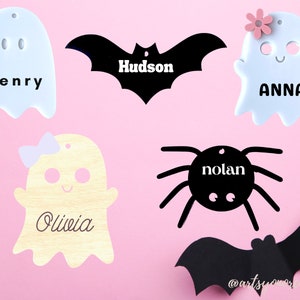 Ghost Tag Halloween Tags Name Tags Halloween Bucket Tags Custom Name ...