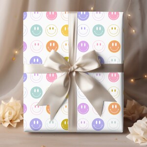 Cute Retro Smiley Gift Wrap, Happy Face Gift Wrap, Retro Wrapping Paper ...