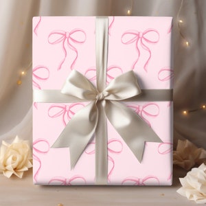 Pretty in Pink Bow Gift Wrap, Feminine Wrapping Paper, Loveshackfancy ...