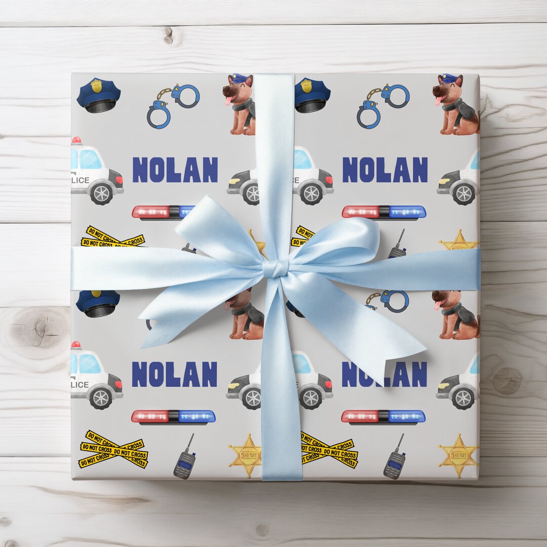 Personalized Police Name Gift Wrap, Police Officer Gift Wrap, Police ...