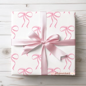 Pretty in Pink Bow Gift Wrap, Feminine Wrapping Paper, Loveshackfancy ...