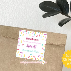 Editable Sweet Party Thank You Label Gift Tags Goody Bag - Etsy