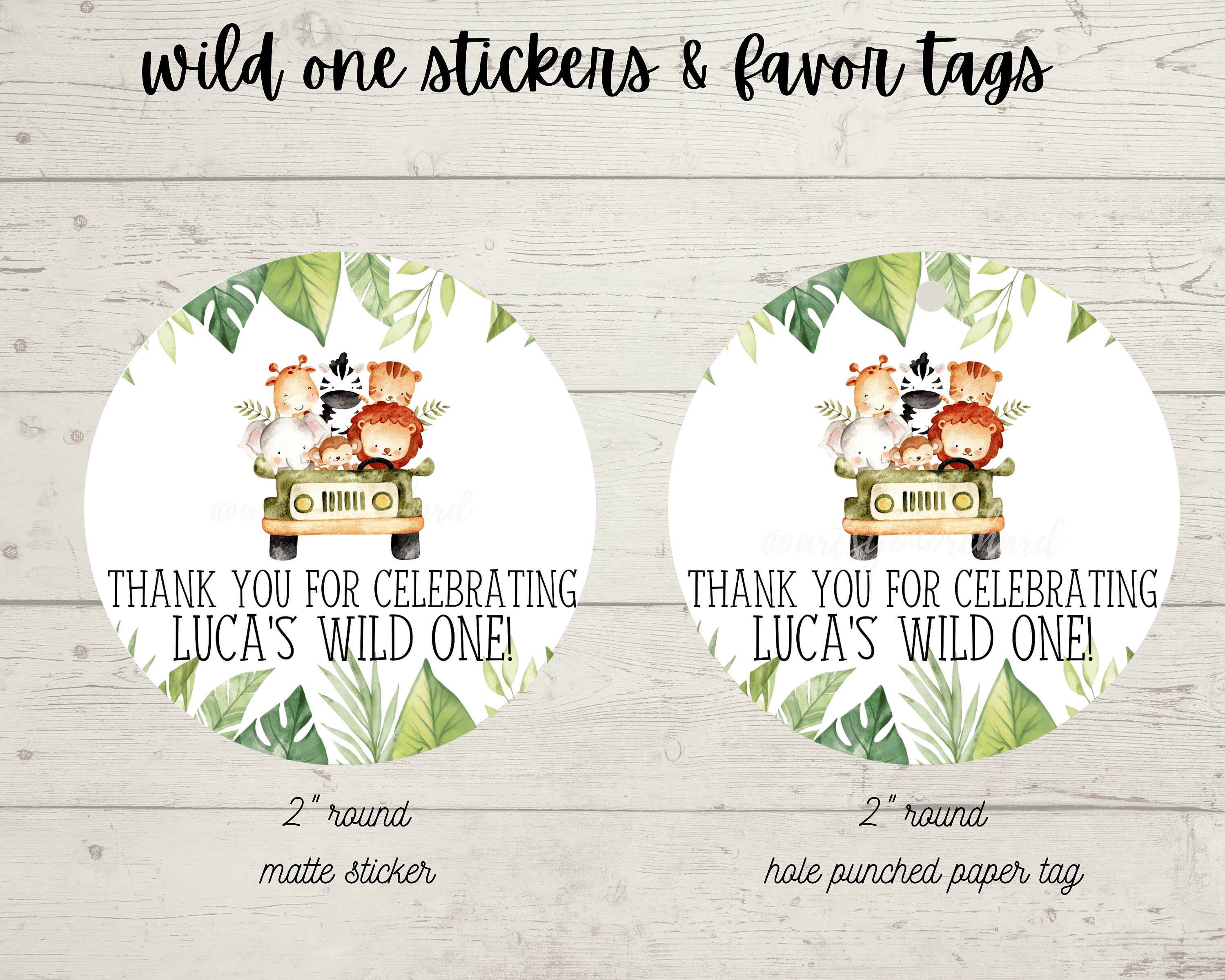 Wild One Thank You Favor Tags Stickers Safari First - Etsy