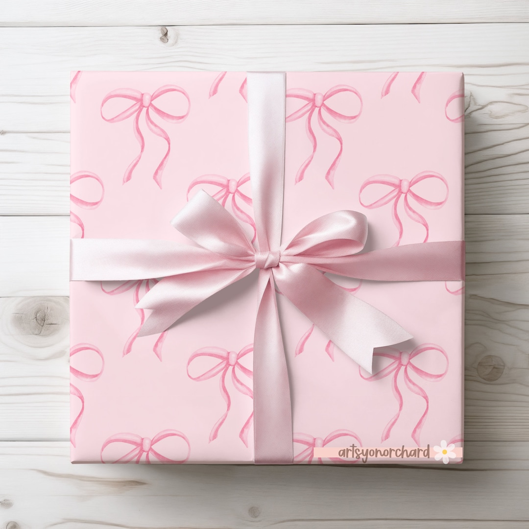 Pretty in Pink Bow Gift Wrap, Feminine Wrapping Paper, Loveshackfancy ...
