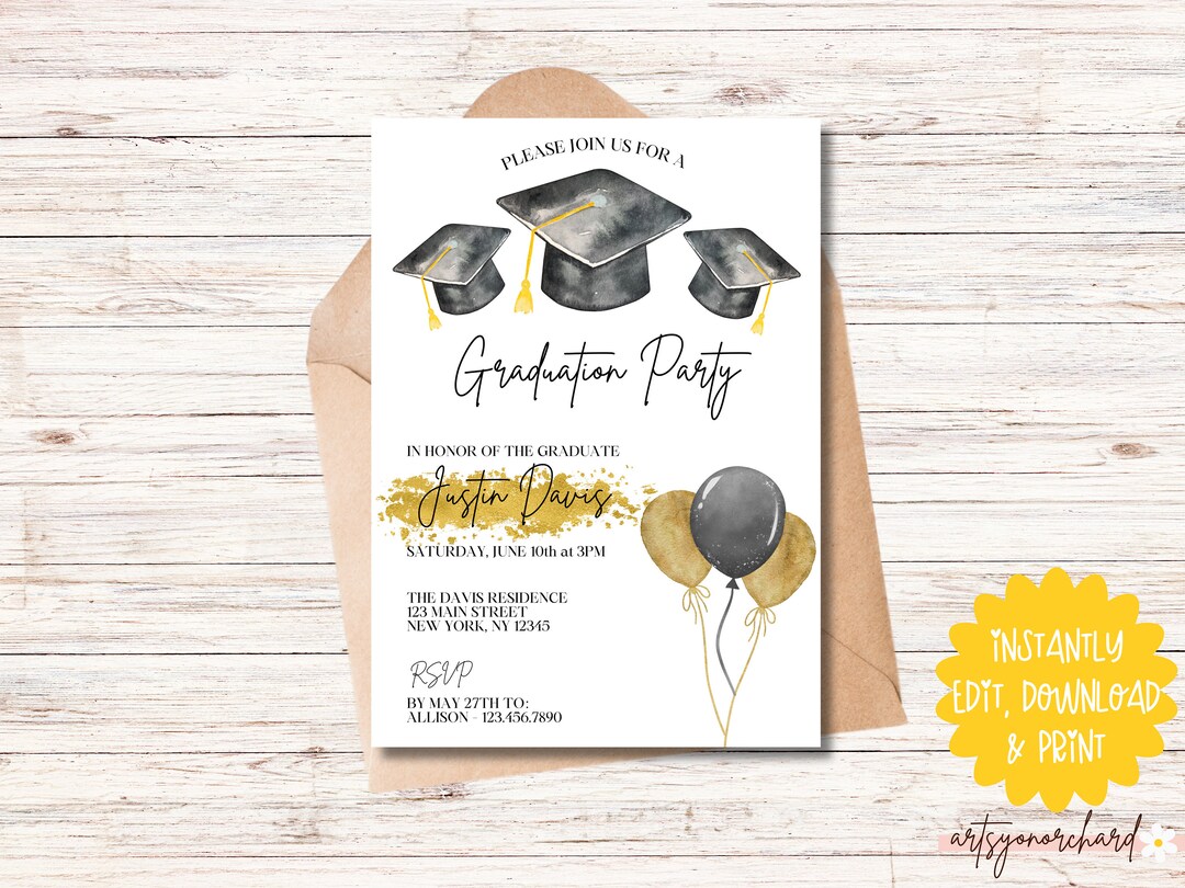 Graduation Invitation Template, Printable Graduation Party Invitation ...