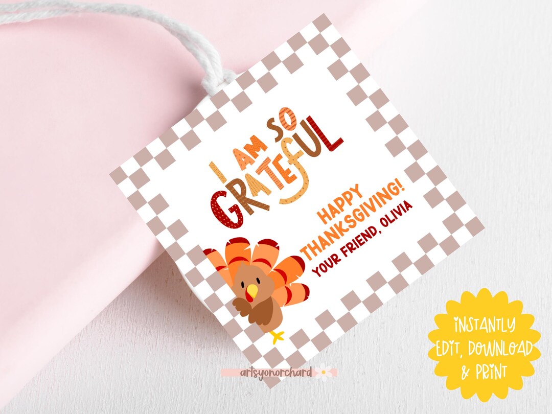 Instant Download Thankful for You Tags, Thanksgiving Place Card Tags ...
