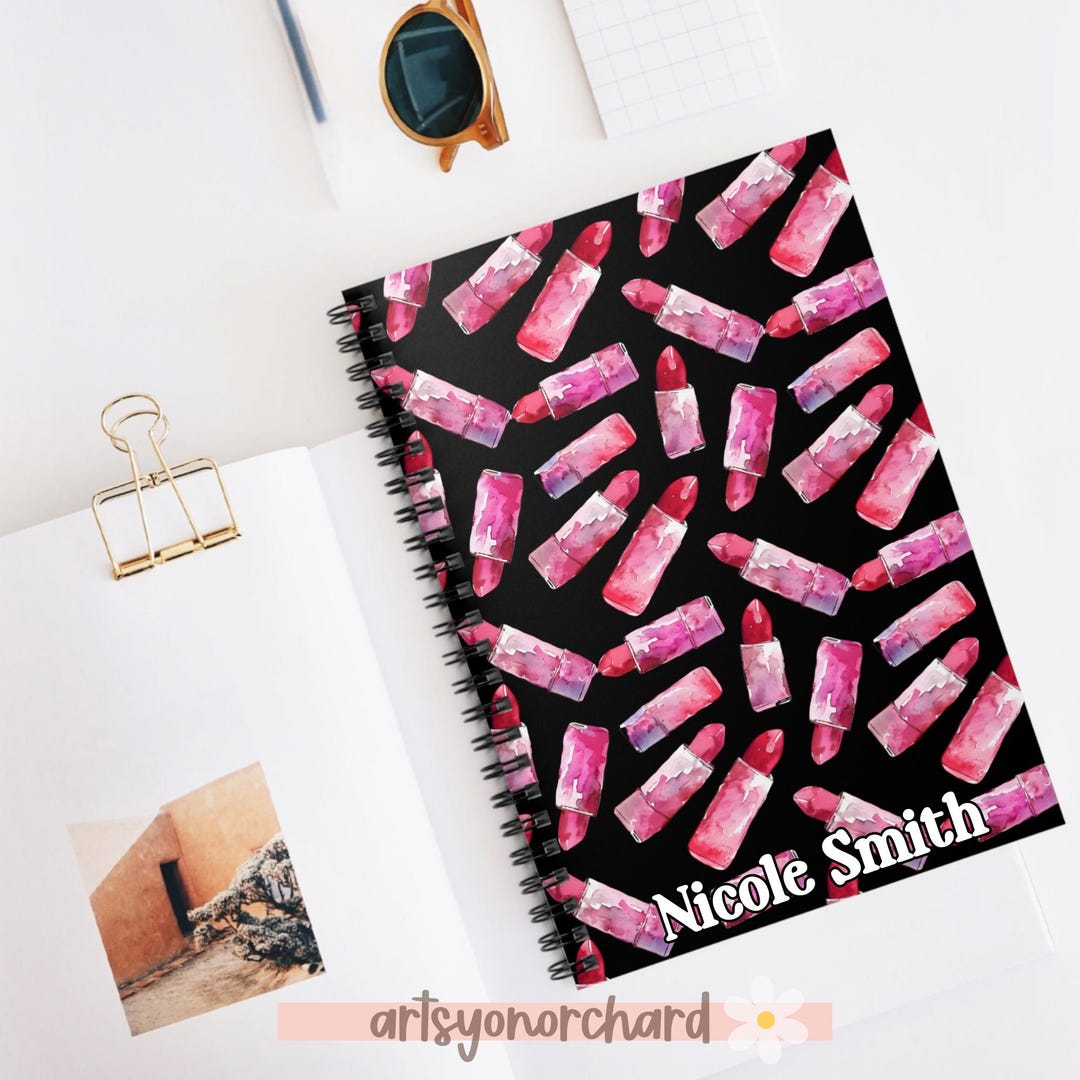 Personalized Lipstick Makeup Notebook, Custom Team Gift, Custom Spiral ...