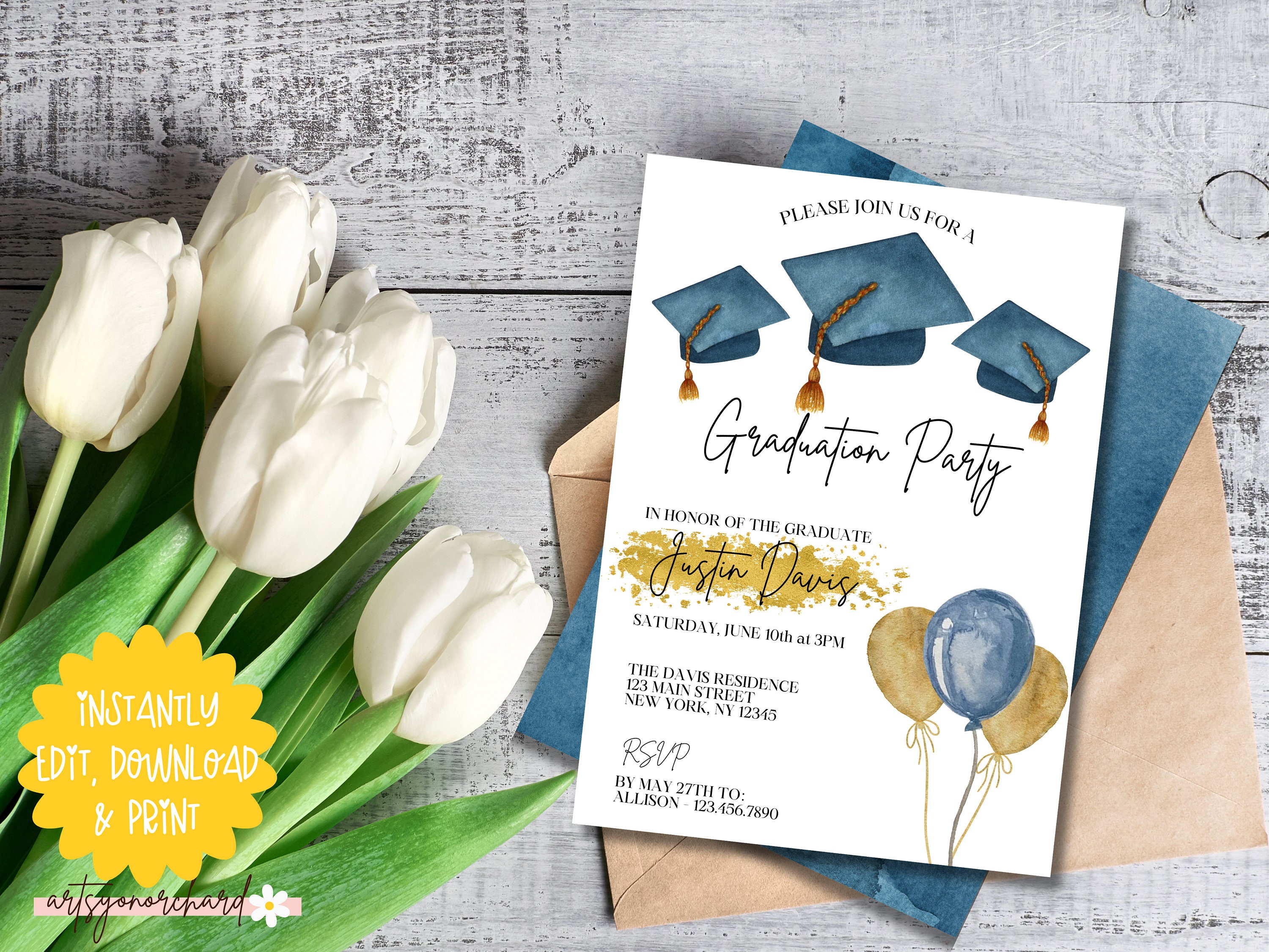 Graduation Party Invitation Template, Printable Graduation Party Invite ...