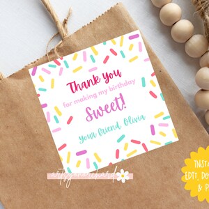Editable Sweet Party Thank You Label Gift Tags Goody Bag - Etsy