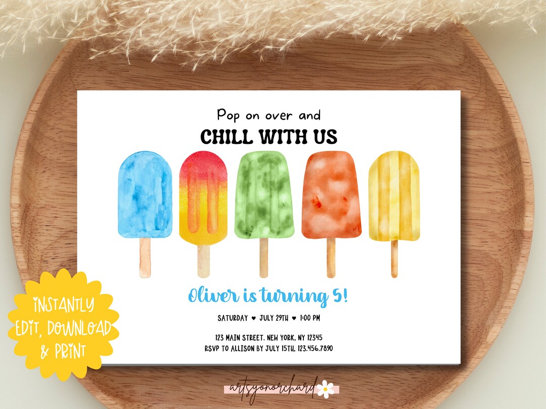 Popsicle Birthday Invitation Printable Popsicle Invite - Etsy