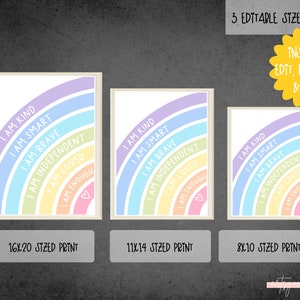Affirmations for Kids, Rainbow Affirmations Print, I Am Kind Smart ...