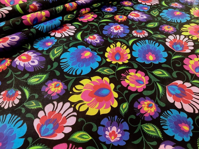 Polish folk folklore cotton fabric for sewing slavic Fabric by | Etsy