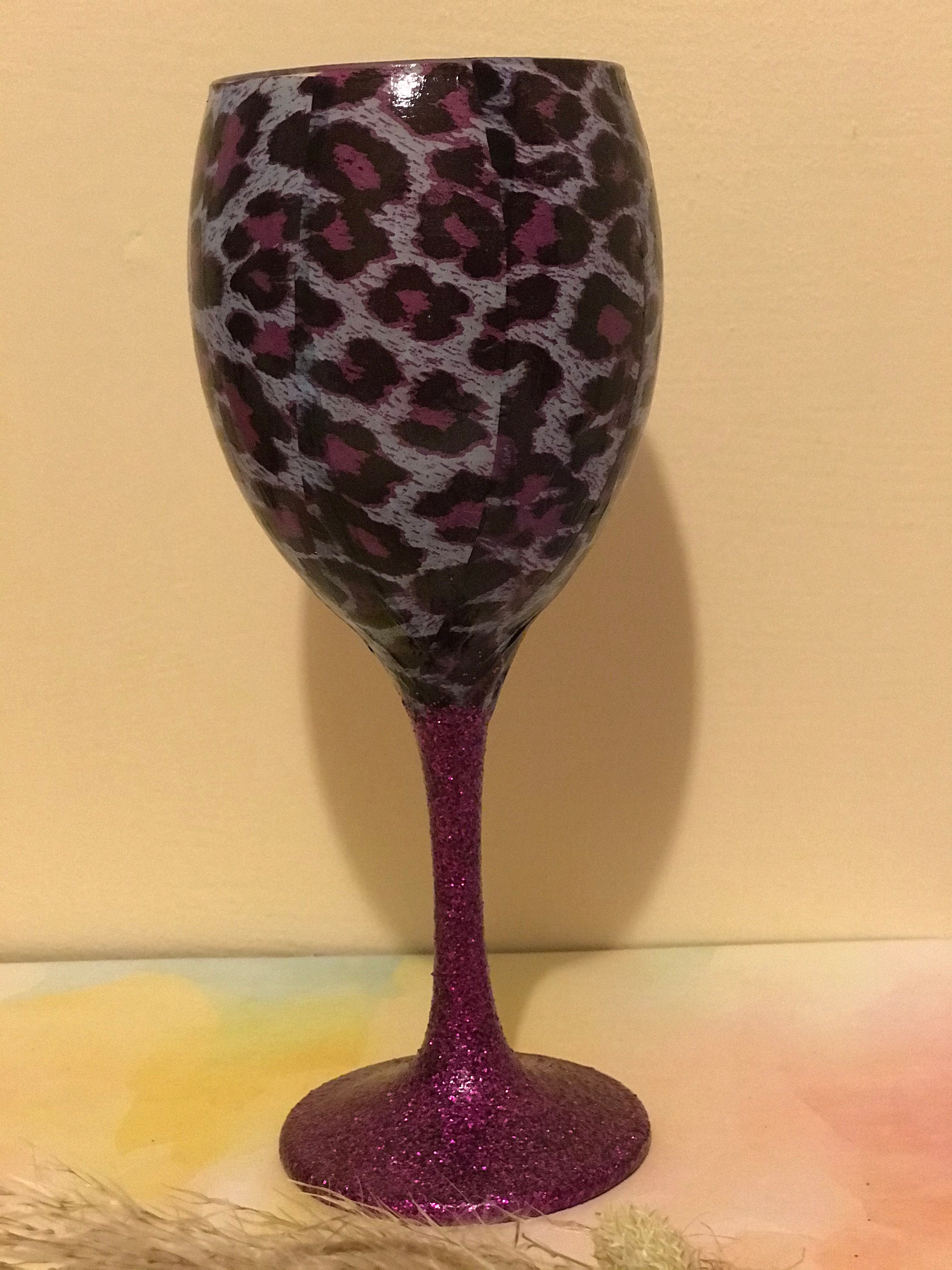 Leopard Print Wine Glass - Etsy UK