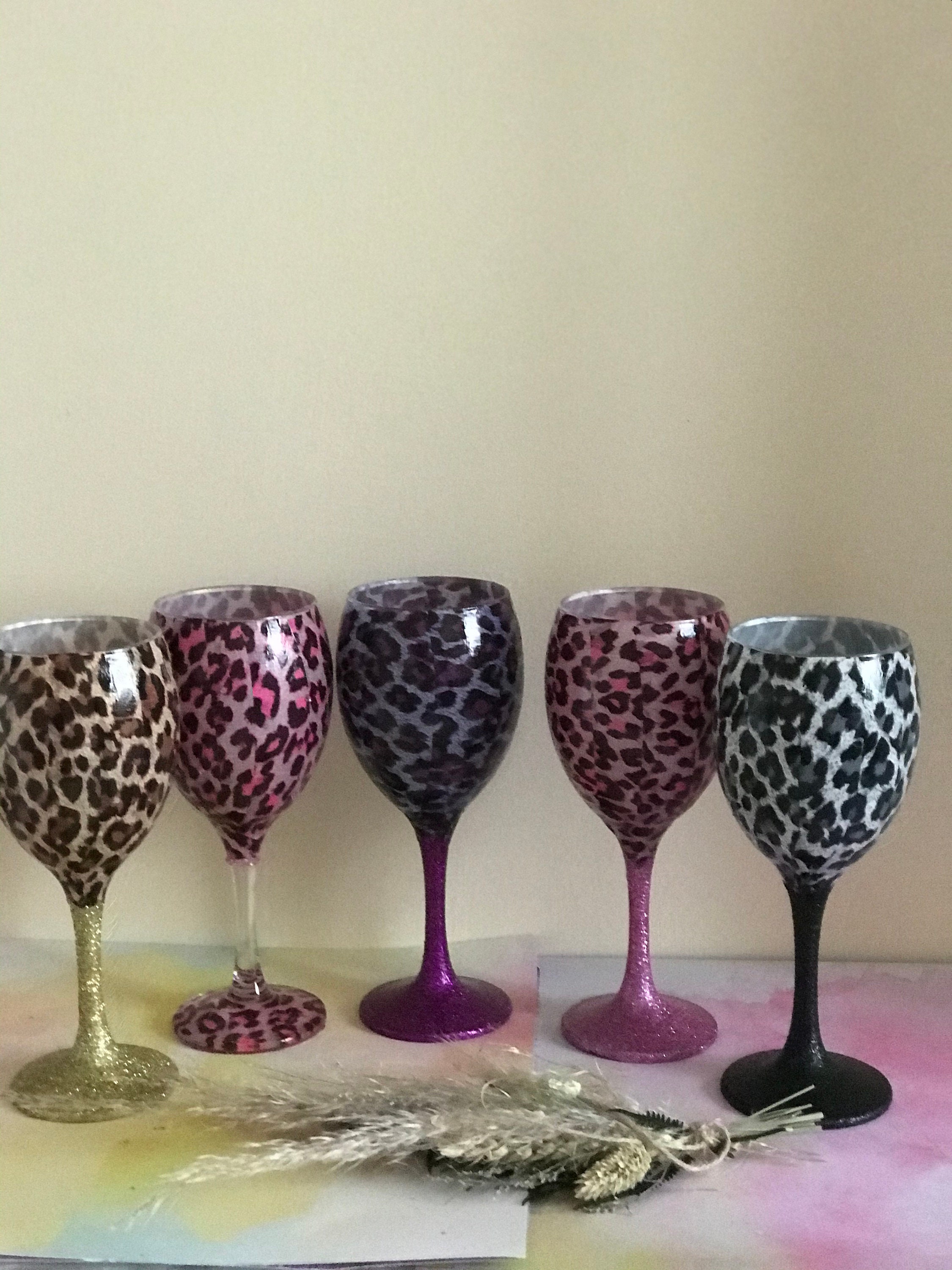 Leopard Print Wine Glass - Etsy UK