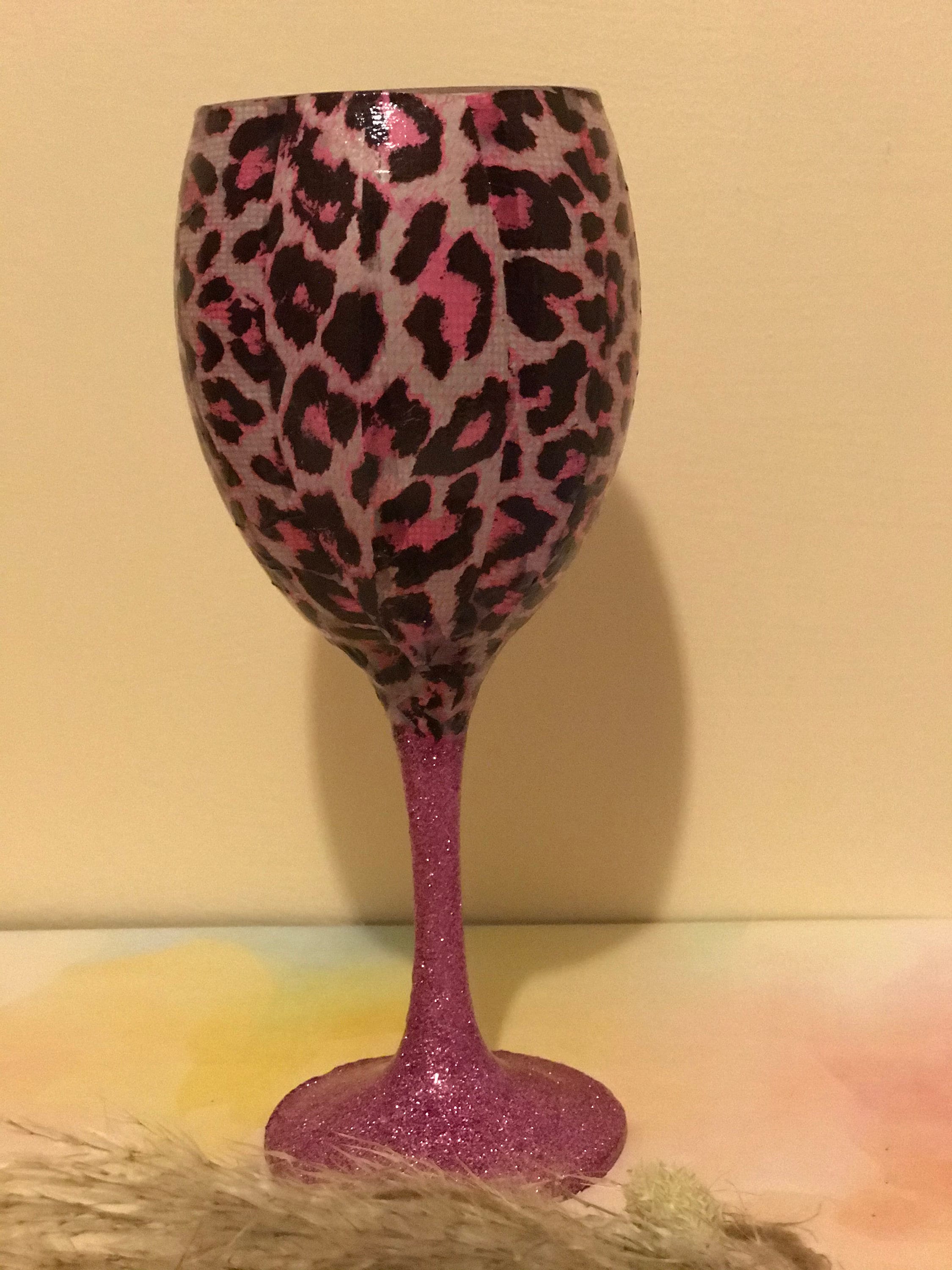Leopard Print Wine Glass - Etsy UK