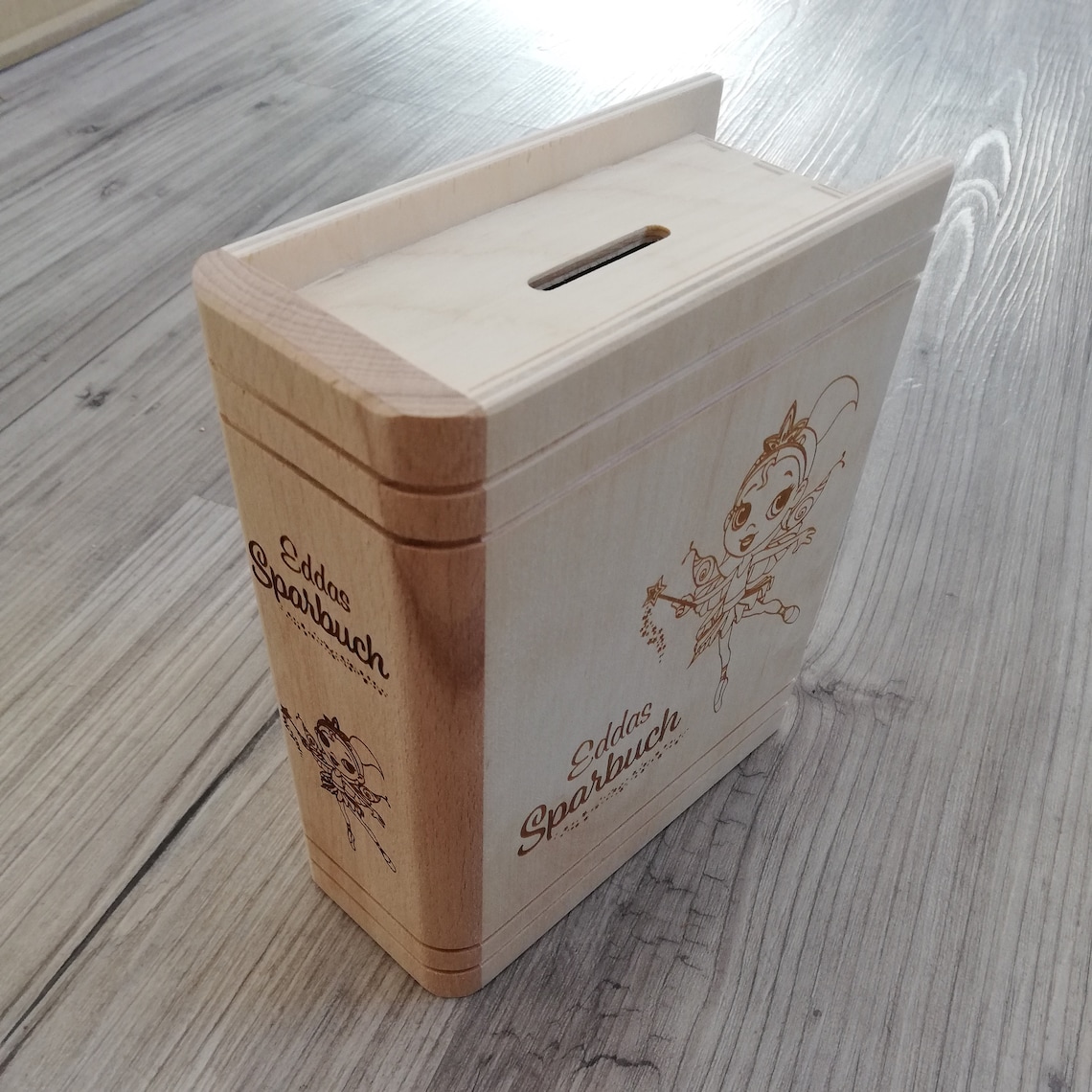 Spardose aus Holz mit Namen Sparbuch Fee mit Wunschnamen - Etsy.de