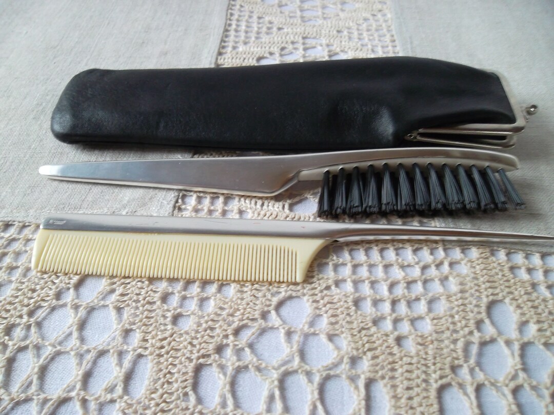 Elegant Travel Toiletry Bag Vintage Leather Case WMF EP Bras Silver ...